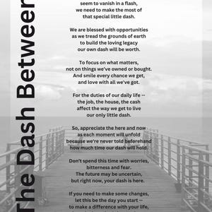 Live Your Dash (poem by Linda Ellis, Author of "the Dash") Downloadable ...