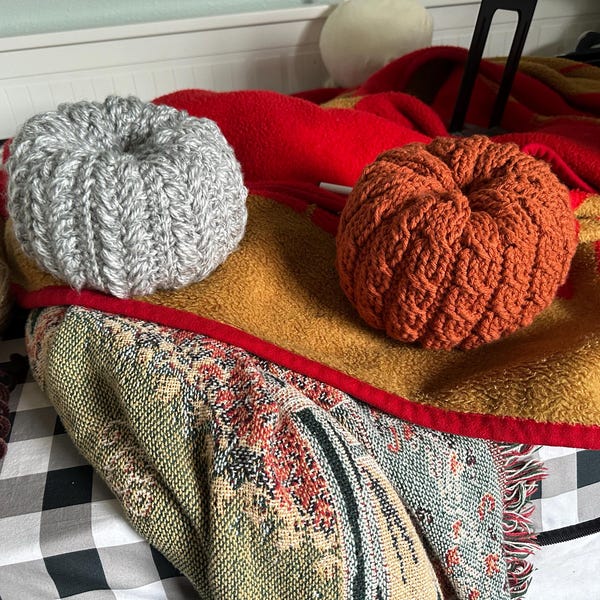 Autumn Pumpkin Duo - Crochet Pattern - Ribbed Pumpkin & Cabled Pumpkin ...
