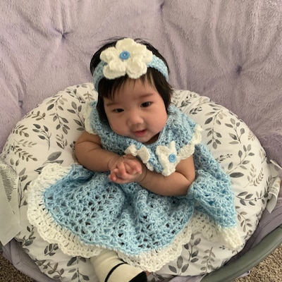 Baby Girl Dress Set Purple Crochet Baby Dress Set Newborn Baby Dress ...