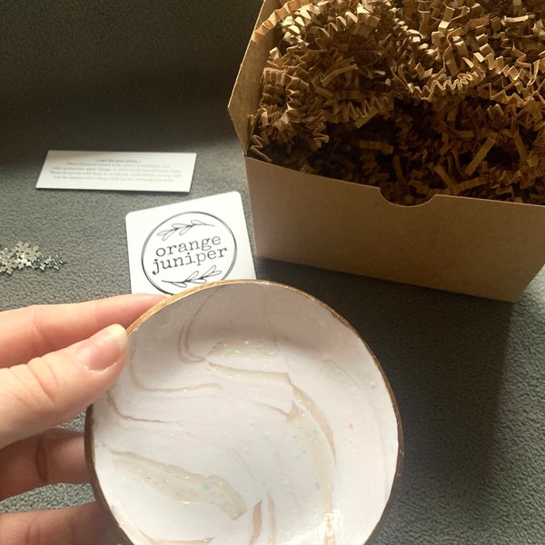 Milky White Opal Ring Dish, Pink and White, Ring Holder, Key Holder ...