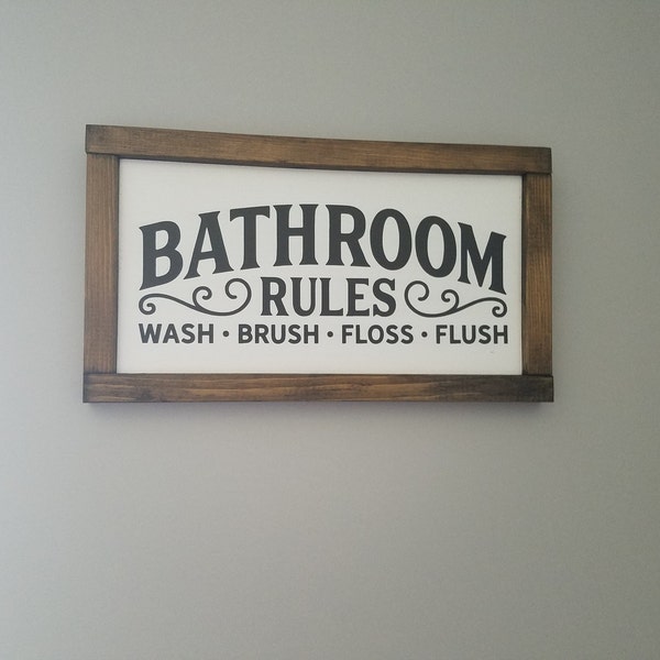 Rustic Bathroom Rules Sign / Bathroom Decor / Wood Bathroom Sign ...