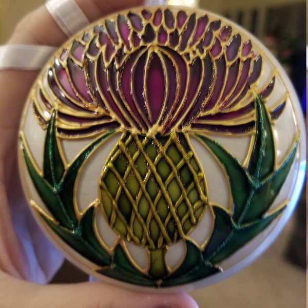 Scottish Thistle Christmas Ornament Handmde Hand Painted Ornament Gift ...