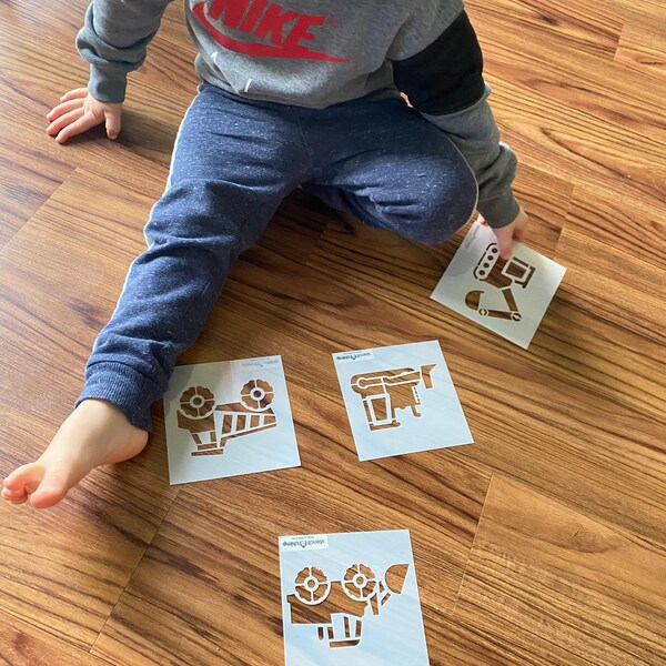 Construction Stencil Bundle, Dump Truck, Bulldozer, Excavator, Front ...