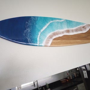Wood Live Edge Floating Shelves With Ocean Waves Coastal Beachy Room ...