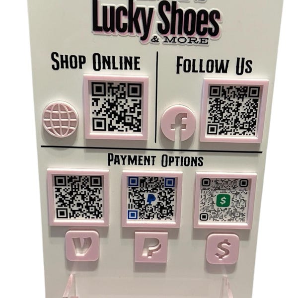 6 QR Codes Sign With Business Card Holder | Social Media Signs ...