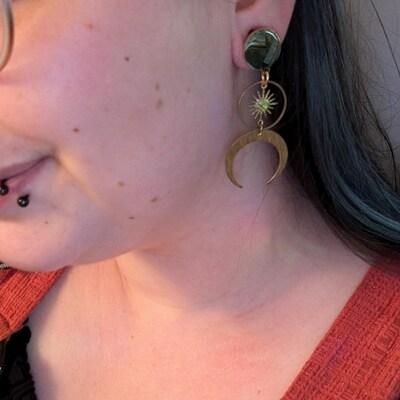 Yellow Gold Plugs Water Drop Crystal Plugs and Pearl Wedding Fancy ...