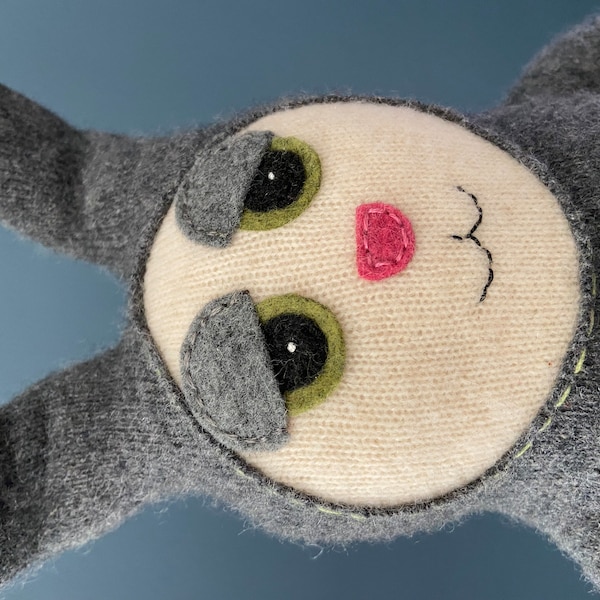 Orvil Owl, Made From a Burgundy and Dark Blue Upcycled Wool Sweater - Etsy