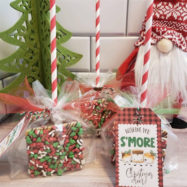 S'mores Christmas Gift Tag Template, Printable Plaid Holiday Favor Tag ...