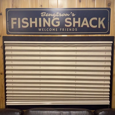 Fishing Shack Sign, Personalized Welcome Friends Fisherman Name Gift ...