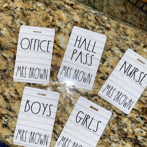 Simple Shiplap Theme Classroom Hall Passes for Teachers, Personalized ...
