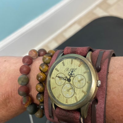 Black Boho Watch Bracelet Woman Wrist Watch Black Leather Wrap Watch ...