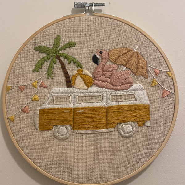 PDF Pattern - 8" Beach Bound Caravan - Step by Step Beginner Embroidery ...