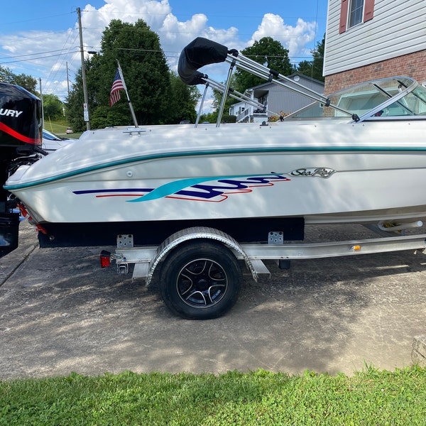 US Flag Boat Custom Name Decal Compatible With Center Console Boat ...