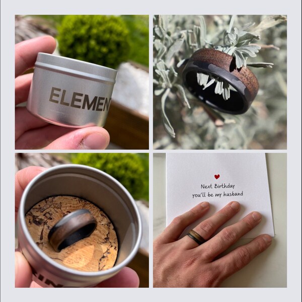 Non Conductive Ring, Black Ceramic and Silver Glass Fiber Wedding Ring ...