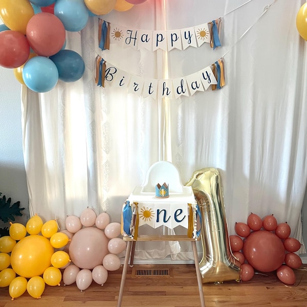 Boy Sunshine Banner, First Trip Around the Sun Theme, Sun High Chair ...
