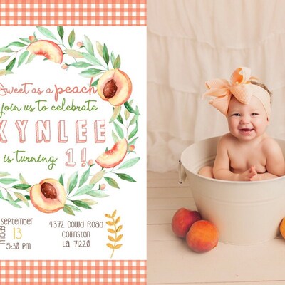 Sweet as a Peach Invitation With Photo Peach Party - Etsy