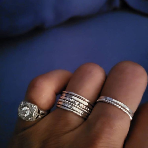 Sterling Silver Stacking Ring Set // Set of 8 Sterling Silver Stacking ...