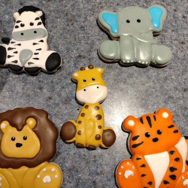Safari Sitting Animals Cookie Cutter Set - Baby, Birthday, Jungle Zoo ...