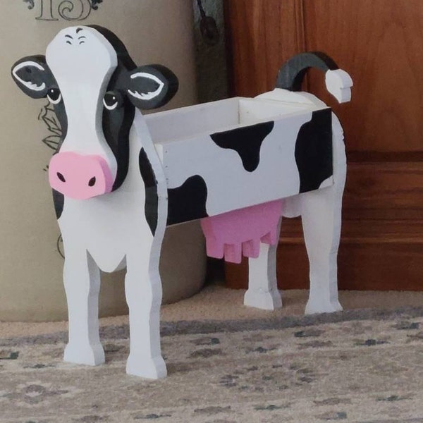 Scroll Saw Pattern, Cow Planter, Farm Animal, Garden Ornament, Planter ...