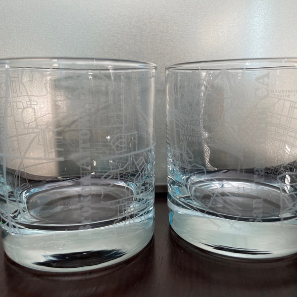 Custom City Map on Pint Glass, Whiskey Glass, Wine Glass, or Beer Can ...