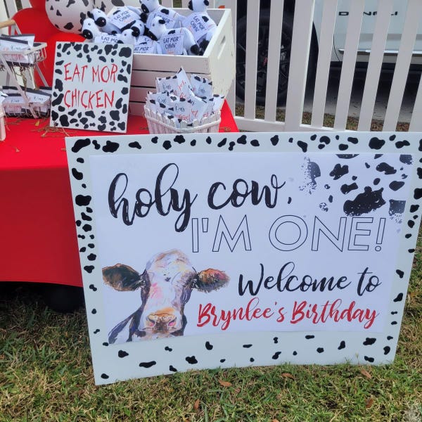 Holy Cow I'm One Welcome Sign, Holy Cow Birthday Yard Sign, First ...