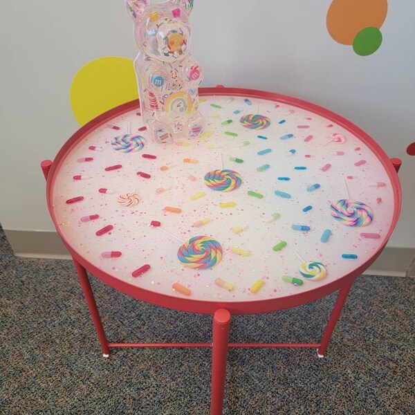 Rainbow Gummy Bear Table Gummy Bear Resin Art Funky Furniture Resin ...