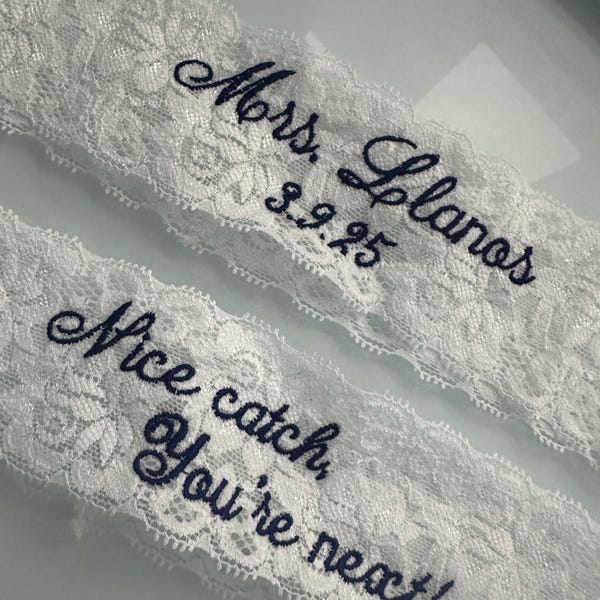 Wedding Garters, Bride Garters, Custom Mrs Monogrammed Garters, Bride ...