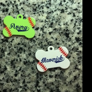 Baseball Dog Tag Double Sided Customized Dog Tag Custom - Etsy