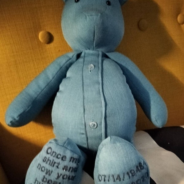 Memory Bear/shirt Bear/keepsake Bear/memorial Bear/memory Stuffed ...