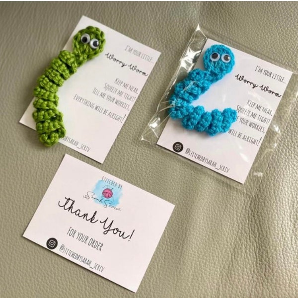 Worry Worm Personalised Crochet Keyring Starting School Letter Box Gift ...