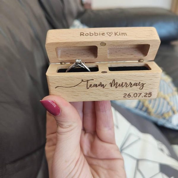 Engraved Wooden Ring Box Personalized 2-slot Ring Box Wedding Ring ...