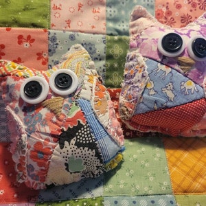 Owls, Antique Vintage Quilt Owls, Owl Bowlies, Owl Decor, Bowl Fillers ...