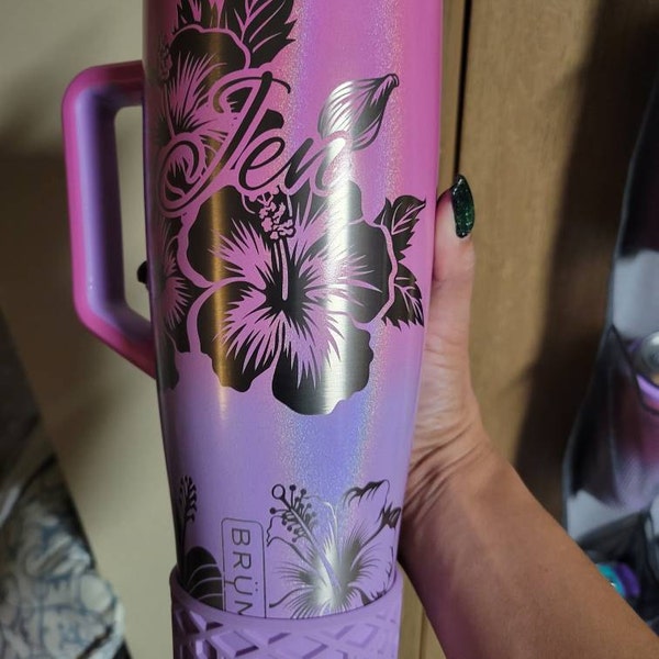 Laser Engraved Stanley Tumbler Etched Seafoam Stanley Quencher Summer Beach Engraved Stanley Cup ...