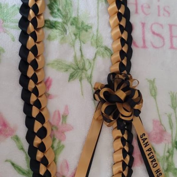 Double-sided Plumeria Lei, Satin Ribbon Lei, Floral, Graduation, Two ...