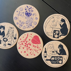 Cat Pairings Coaster Set - Etsy