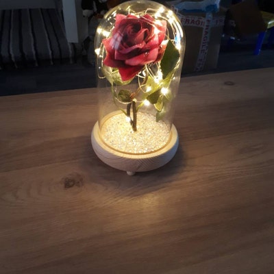 Handmade Glitter Pink Enchanted Rose in Glass Dome Bell Jar - Etsy UK