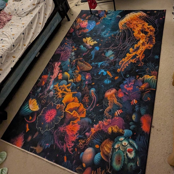 Underwater Animals Rug, Stylish Rug, Ocean Creatures Rug, Non-slip Rug ...