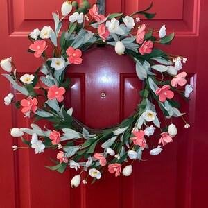 Spring Pink Flower Berry Wreath Spring Wreath for Front - Etsy