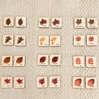 Montessori Wood Leaf Memory Game/ Matching Cards for Kids/ Homeschool ...
