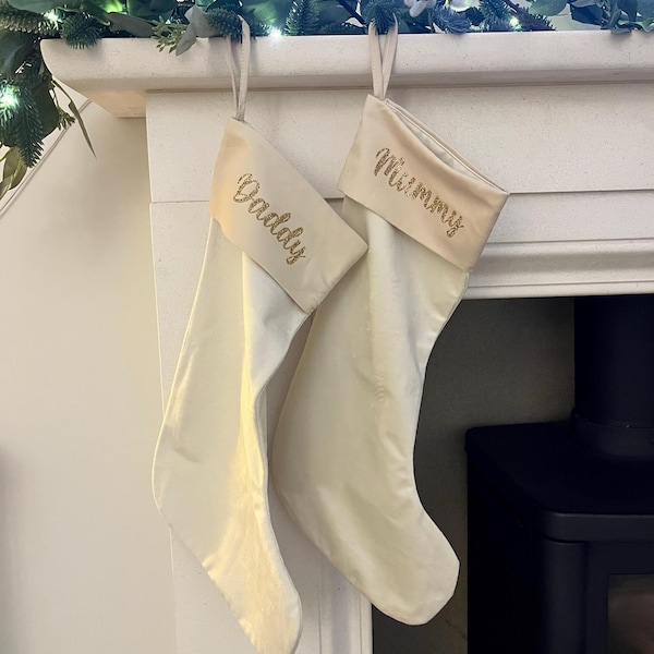 Handmade Velvet Christmas Stocking - Custom Name Christmas Stocking ...