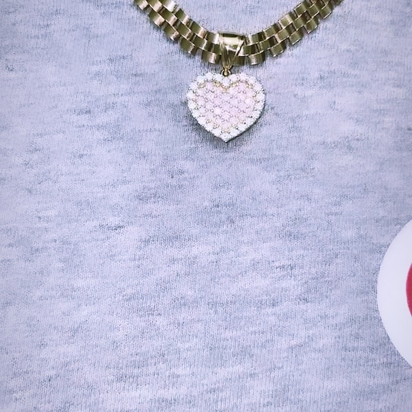 10k Solid Gold Pink Heart CZ Love Pendant Charm Necklace Chain for ...