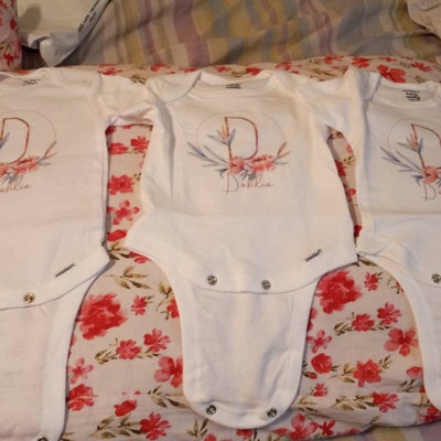 Personalized Floral Baby Girl Onesie® Custom Girl Onesie® Rose Gold ...