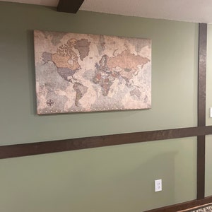 Push Pin Travel Map of World, Customized Map One Panel Pin Board ...