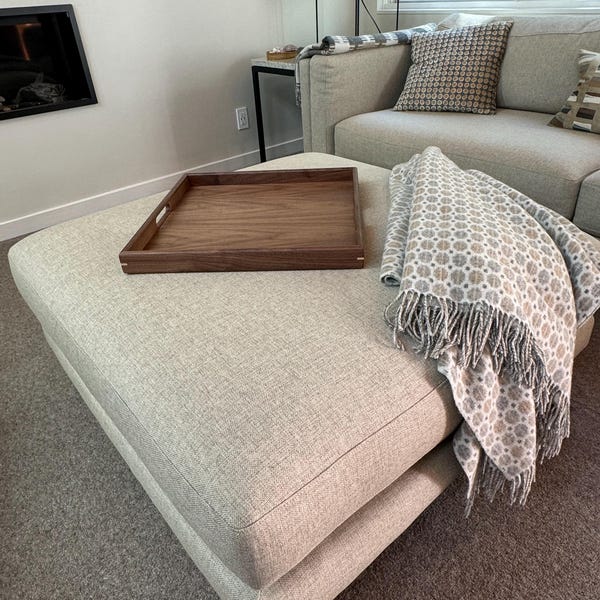 XL Walnut Serving Tray for Footstool Without Handles, Ottoman Storage ...