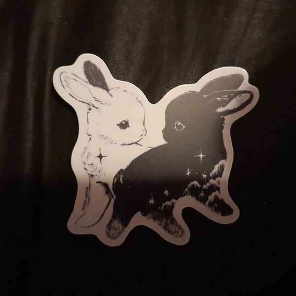 You in Me Bunnies | Yin Yang Rabbit Art on Waterproof Vinyl - Etsy