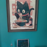 Happy Cat Riding Whale Poster, Cartoon Cat and Whale, Joyful Fun Animal ...