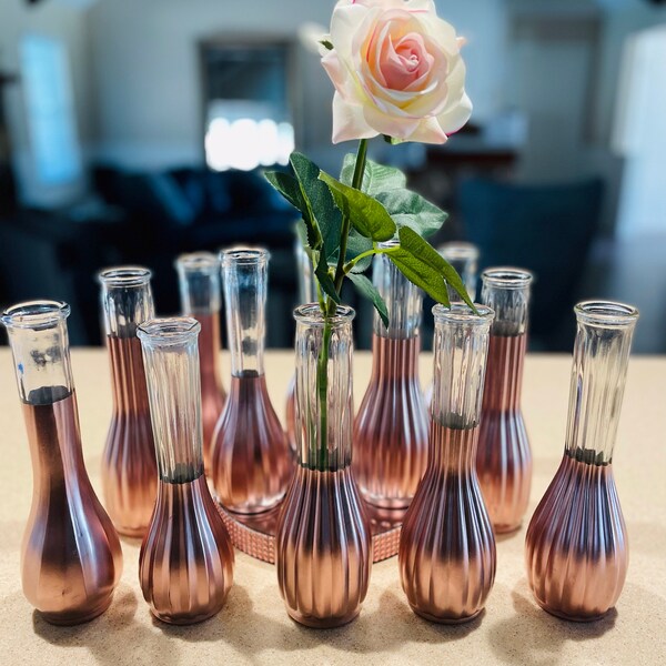 Rose Gold Wedding Bouquet Vases, Wedding Decor, 18 Rose Gold Dipped ...