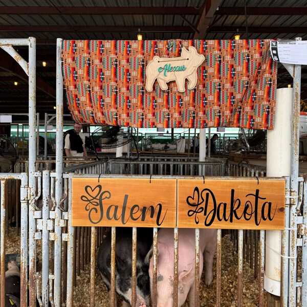 Show Pig Stall Sign, Wood Livestock Show Sign With 3D Raised Letters ...