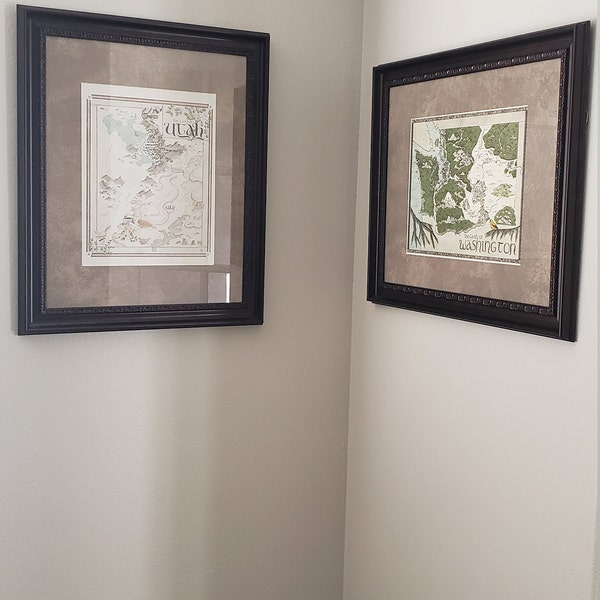 Washington Map - Hand-drawn Fantasy Map of Washington - 11x14 Print - Etsy