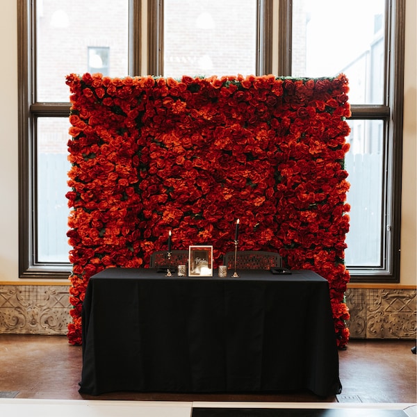 Red Rose Flower Wall 3-D Artificial Flower Panel Home Shop Party ...